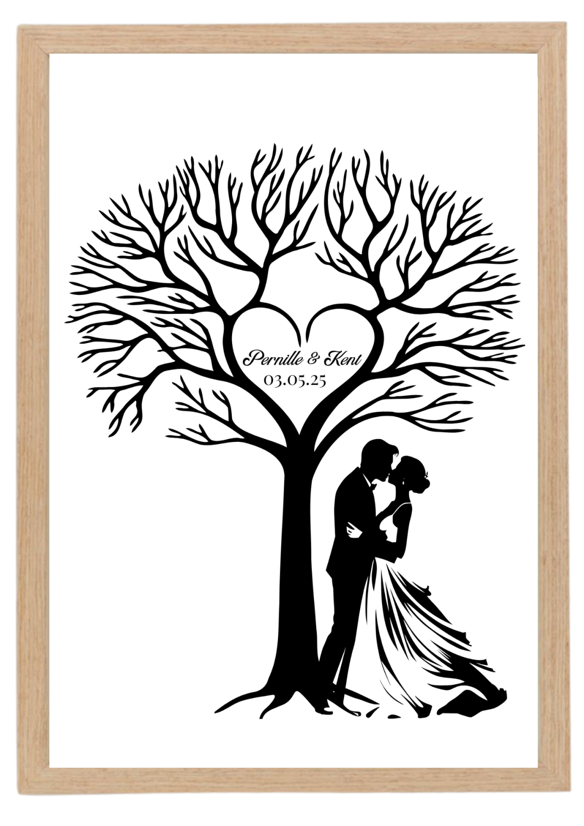 Fingertrykplakat - Brudepar Hjerte - Bryllup - Fingertrykplakater ...